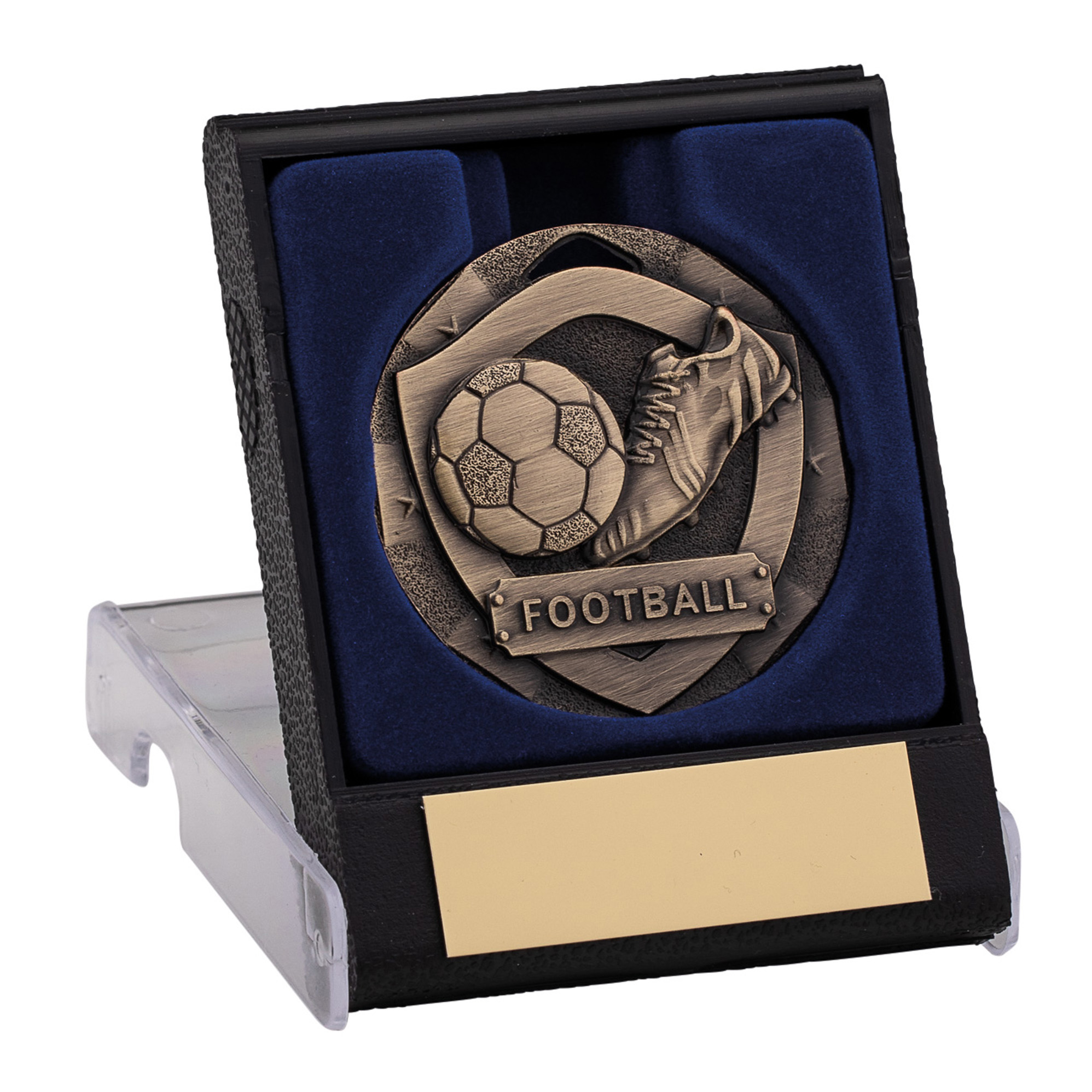 Football Bronze medal in box - trophyman.co.uk