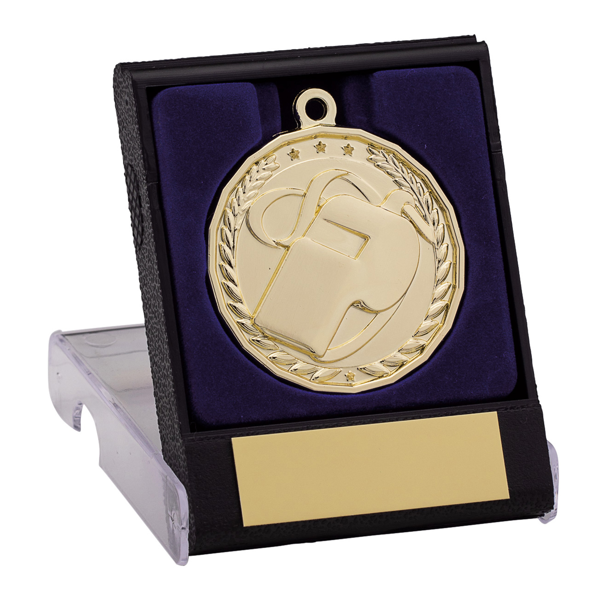 Referee medal in box - trophyman.co.uk